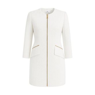 Elisabetta Franchi Femme, Robes, Blanc, Taille: 38 FR Mini-robe en tweed &agrave; chevrons