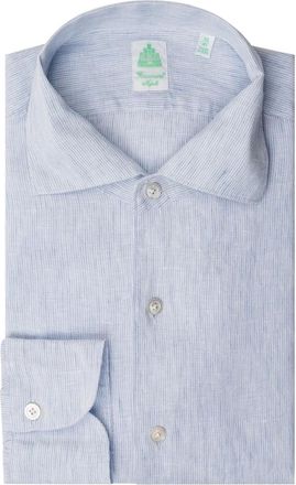 Finamore Homme, Chemises, Blanc, Taille: 3XL Thin Stripe Shirt