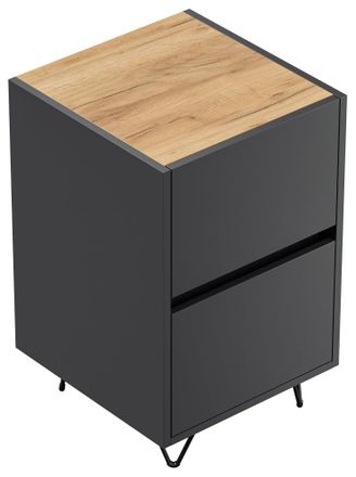 Magnolia Home Nachttisch Kommode You 40cm 2 SoftClose stehend Farbe Grafit/Oak Gold