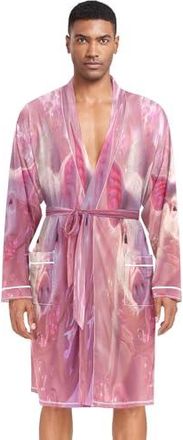 Mnsruu Pink Pig Peignoir de bain léger pour homme, Cochon - Rose, M