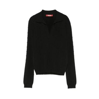 Max Mara Pullover mit Zopfmuster und V-Ausschnitt - - Knitwear - Damen - Schwarzk - S