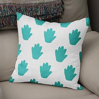 Bonamaison Le Jardin du Lin Kissen Zierkissenbezug Kissenbezug, Türkis & Weiß Dekoration, Für Zuhause Autos Büro Sofa Wohnzimmer Couch Schlafzimmer Dekor, 50x50 