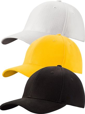 4sold (3 St&uuml;ck) Baseballkappe f&uuml;r Herren und Damen, 100% Baumwolle, Baseballkappe, Sport, l&auml;ssig, einfarbig, Sonnenhut, H&uuml;te, Messing, Polo-Stil, klassisch,