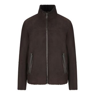 Herno Homme, Vestes, Brun, Taille: M Veste en peau lain&eacute;e avec inserts en cuir