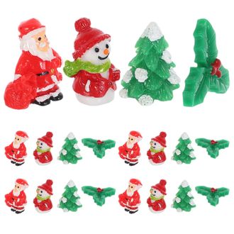 Aboofan 20 St&uuml;ck Festliche Ornamente Weihnachtsdekoration Kunstharzornamente Miniaturmodellornamente Dorfszenen Accessoires Harzminiaturen Weihnachts Winteror