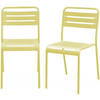 Sweeek Lot de 2 chaises de jardin acier. 2 places. jaune. Amelia. L44 x P52 x H79cm