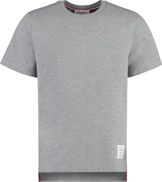 Thom Browne Homme, Tops, Gris, Taille: S T-shirt en coton &agrave; col rond