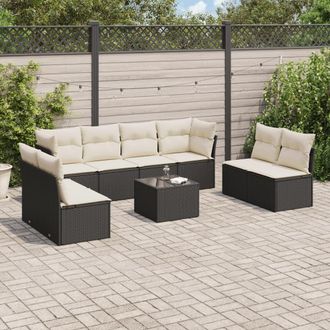 vidaXL Vidaxl - Set Divani Da Giardino 9 Pz Con Cuscini Nero In Polyrattan