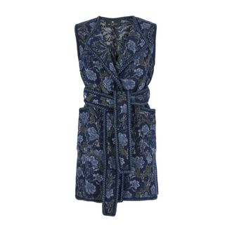 Etro Gilet avec poches plaqu&eacute;es et ceinture - Femme - Pulls - Bleu - Taille: 40 FR