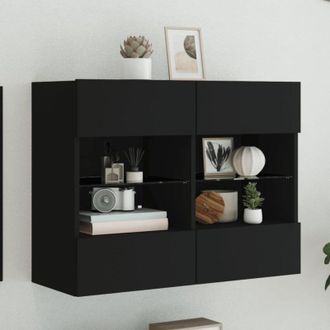 vidaXL Vidaxl - TV-Wandschrank mit LED-Leuchten Schwarz 78,5x30x60,5 cm