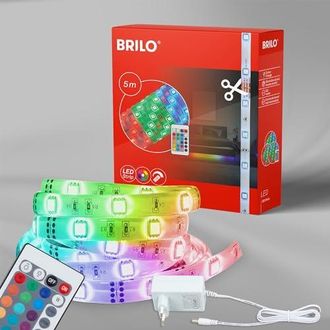 Briloner Briloner Leuchten - LED Band 5m, LED Strip Farbwechsel, silikonummantelt, selbstklebend, 150 x RGB 0,16W, Kunststoff, 24 Watt, Wei&szlig;