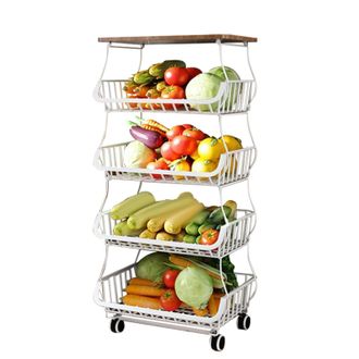 Generic Snackwagen mit R&auml;dern - Mehrzweckwagen mit R&auml;dern zur Aufbewahrung von | Platzsparender -Organizer f&uuml;r die K&uuml;che, Gem&uuml;seregal f&uuml;r K&uuml;che, Speisekammer,