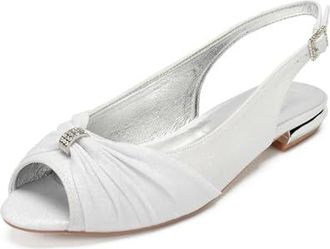 Generic Chaussures De Mariage Ballerines À Bride Mariée Sandales Plates Dété Slingback Femmes Chaussures Habillées 1.8Cm,Ivoire,38 EU