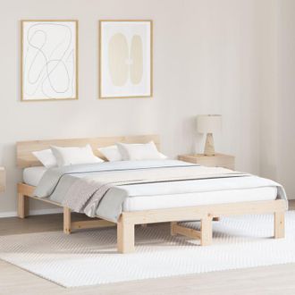 vidaXL Cadre de lit avec t&ecirc;te de lit Naturel 160 x 200 cm Pin massif vidaXL