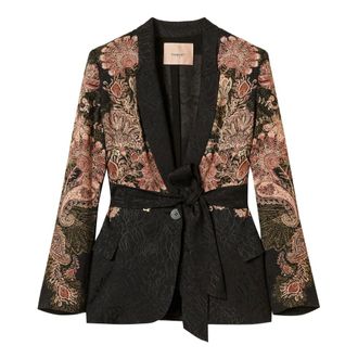 Twinset Femme, Vestes, Noir, Taille: 36 FR Blazer Jacquard avec Imprim&eacute;