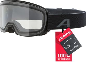 Alpina NAKISKA - Beschlagfreie, Extrem Robuste & Bruchsichere OTG Skibrille Mit 100% UV-Schutz F&uuml;r Erwachsene, black matt