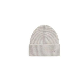 Calvin Klein Femme, Accessoires, Gris, Taille: ONE Size Bonnet Chunky en Laine et Cachemire avec Logo