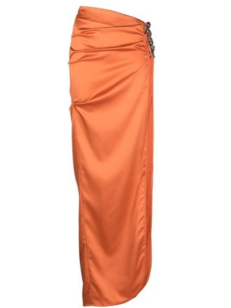 GCDS jupe longue à fente latérale - Orange