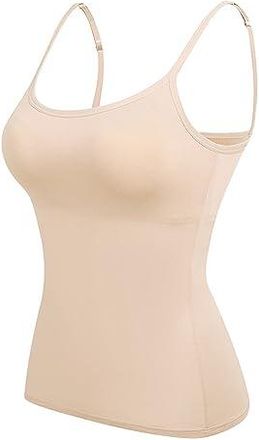 Generic D&eacute;bardeur en coton pour femme avec &eacute;tag&egrave;re soutien-gorge - Maillot de corps large - Gilet d&eacute;t&eacute; l&eacute;ger et &eacute;l&eacute;gant - Maillot de corps spaghetti - Coupe a