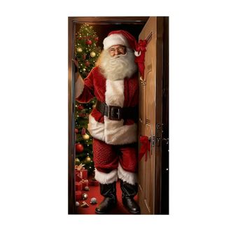Generic Weihnachts-Türabdeckung, Festlicher Hintergrund, Weihnachtsmann-Türabdeckung, Weihnachtsdekoration, Für Hof, Schaufenster, Eingang, Erkerfenster, Part