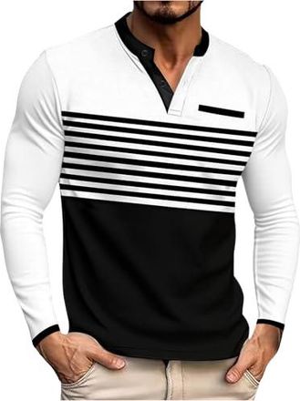 Generic Chemise tendance tendance pour homme, coupe classique, v&ecirc;tement de travail d&eacute;contract&eacute;, polo &agrave; boutons, l&eacute;ger et respirant, tuniques de vacances, blan