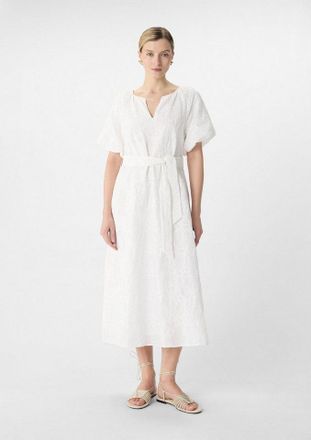 Comma Midikleid Kleid Midi-Kleid aus Viskose mit Stickerei und Ballon-&Auml;rmeln