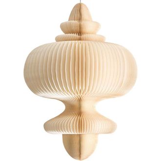 Beliani Lampe Suspendue Moderne avec Abat-Jour en Papier &Eacute;clairage Salon Beige Amalsan
