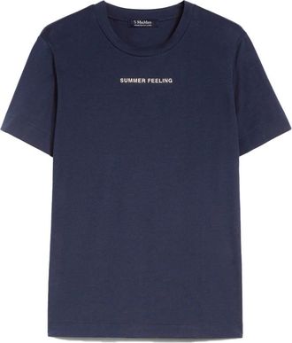 Max Mara Femme, Tops, Bleu, Taille: 40 FR Front Slogan T-Shirt