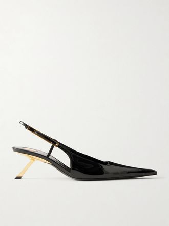 Saint Laurent Lee Patent-leather Slingback Pumps - Black