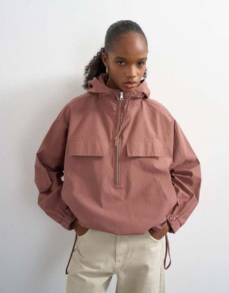 Topshop Bomberjacke zum &Uuml;berziehen aus Nylon in Rosa, Kombiteil-Brown