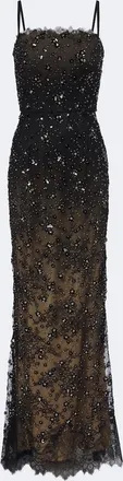 Elie Saab Robe longue en dentelle &agrave; sequins