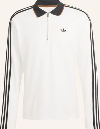 adidas Originals Adidas Originals 3-Streifen Poloshirt, Lang&auml;rmelig, Gerippt weiss
