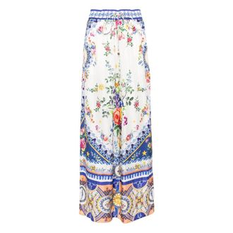 Camilla Seidenhose mit Kordelzug Wei&szlig;e Elastische Taschen - - Trousers - Damen - Mehrfarbig - M