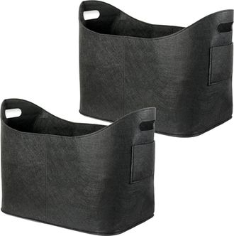 Schramm Kaminholztasche schwarz aus Filz Holzkorb ca. 53x40x30 cm w&auml;hlbar 1, 2 oder 3 St&uuml;ck Filzkorb Zeitungskorb Filztaschen, Gr&ouml;&szlig;e:2 St&uuml;ck