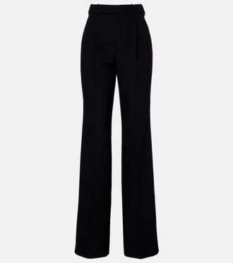 Saint Laurent Pantalon droit en laine vierge &agrave; plis