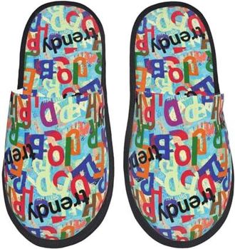 Generic Antid&eacute;rapant Peluche Pantoufles Alphabet Doodle Accueil Slippers Classiques Chaussons Femme pour Maison Adulte Int&eacute;rieur L
