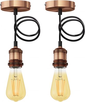 LEDs Com 2 Stück Vintage Pendelleuchte RETRA, bronze + LED Vintage gold max. 814lm extra-warmweiß 3-Stufen