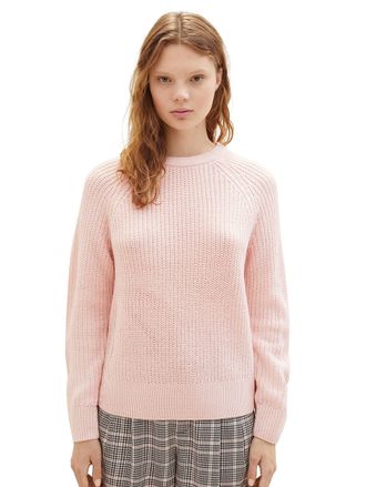 Tom Tailor Tom Tailor Denim Damen Basic Pullover mit Rundhalsausschnitt, 14557 - Light English Rose, L