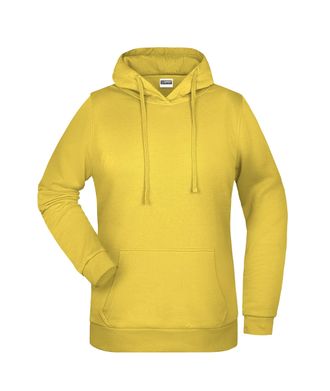 James & Nicholson Damen Basic Kapuzensweat - Leicht taillierter Kapuzenpulli mit angerauter Innenseite | Farbe: yellow | Gr&ouml;sse: M