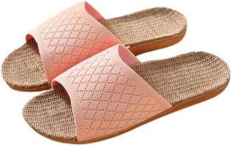 BESPORTBLE Pantoufles Lin Respirantes et Durables Semelle Antidérapante Légères et pour Femme Chaussons Intérieur Absorbant la Transpiration Protection Couleur R