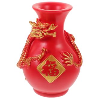 BESPORTBLE Rote Resin Drachenvase f&uuml;r Blumenarrangement Langlebige Tischdeko Geeignet f&uuml;r Frische und Getrocknete Blumen Dekoratives Feng Shui Kunstwerk f&uuml;r Wohn