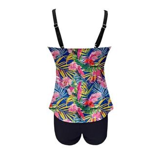 Generic Maillot de bain deux pi&egrave;ces tankini imprim&eacute; pour femme avec short boyshort bretelles spaghetti r&eacute;glables maillot de bain femme S maillot de bain, Vert