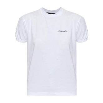 Dsquared2 Baumwoll-T-Shirt mit Puff&auml;rmeln - - Tops - Damen - Wei&szlig; - L