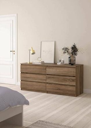 Dmora Kommode Victoire, Wohnzimmerbuffet, Wohnzimmer-Sideboard, Moderne K&uuml;chen-Speisekammer, 154x50 h68 cm, Eiche