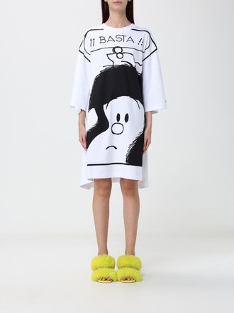 Moschino Mini-robe T-shirt en coton avec imprim&eacute; slogan et logo contrastant