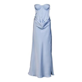 Rotate Rotate Birger Christensen, Femme, Robes, Bleu, Taille: 36 FR Satin Corset Maxi