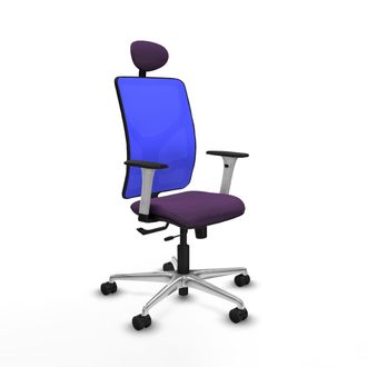 Piqueras y Crespo Computerstuhl mit wei&szlig;en und schwarzen Armlehnen, h&ouml;henverstellbarer Lendenwirbelst&uuml;tze und festem Kopfteil, ausgestattet mit Syncro/Traslack und Schn