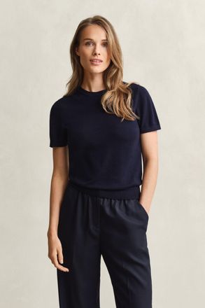 GANT Damen Leichter Kurzarm-Rundhalspullover (XXXL) EVENING Blau