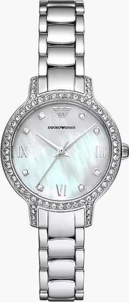 Emporio Armani AR11484 - Montre pour femme en acier inoxydable à 3 aiguilles - Argenté