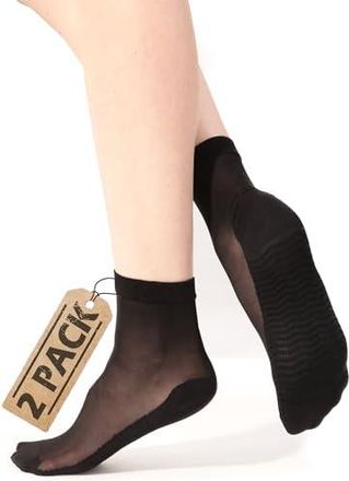 Sesto Senso Femme Chaussettes Soyeux Cheville Courtes 20 DEN 2 Paires Noir 2x1pack